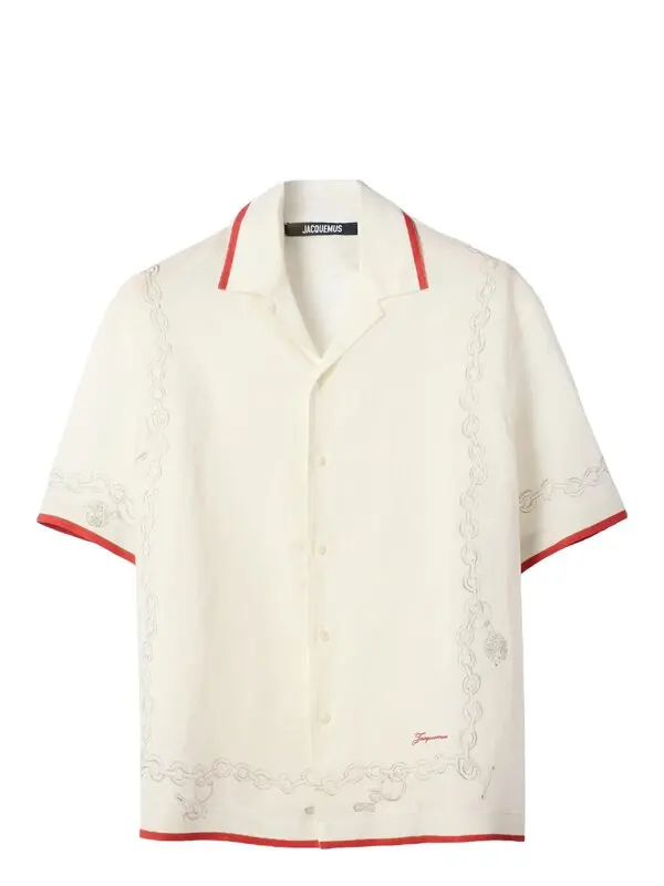 Jacquemus The Cocktail Short-sleeved Shirt - Off-white/red