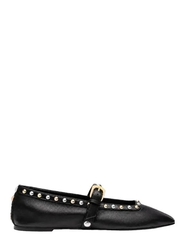STUART WEITZMAN Perry Mary Jane Flat With Mixed-metal Studs - Black