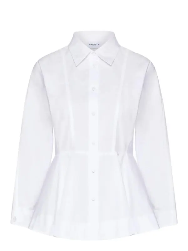 Marella Long-sleeve Button-up Shirt With Kimono Sleeves - White