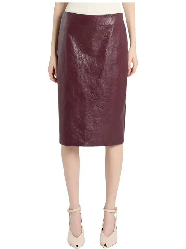 Marella Biada Faux Leather Pencil Skirt - Red