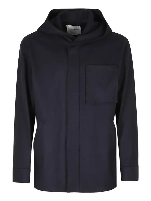 PAOLO PECORA Long-sleeve Hooded Jacket - Blue