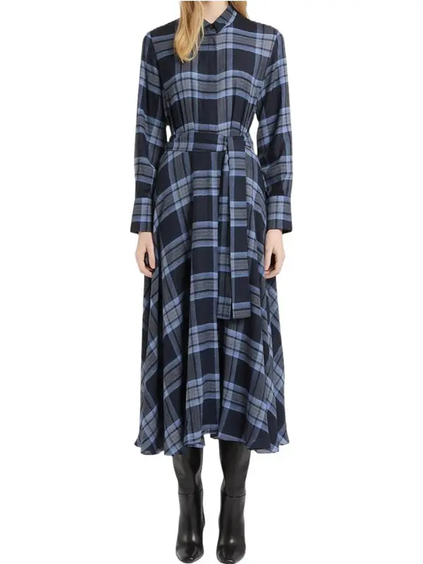Marella Long-sleeved Belted Dress - Black