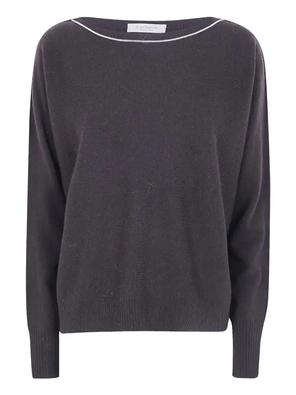 D.exterior Striped Knit Top - Brown