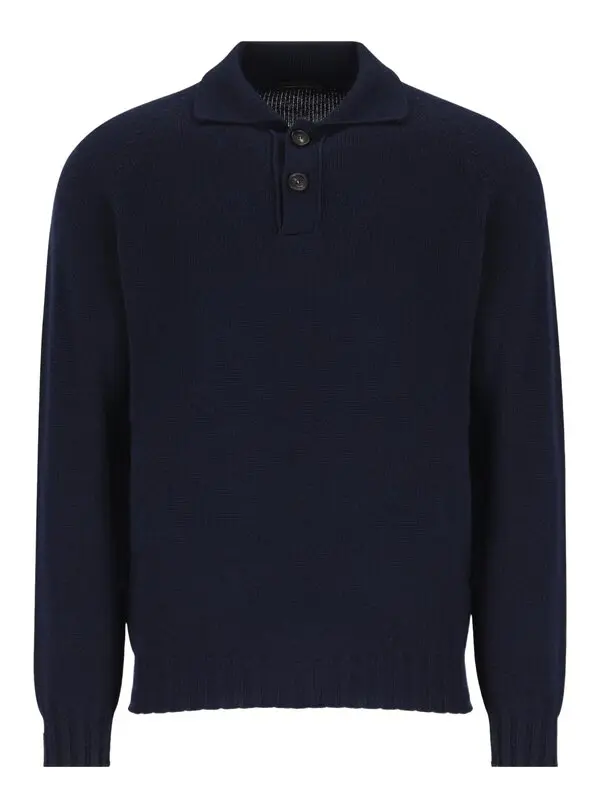 Tagliatore Long-sleeved Buttoned Polo Shirt - Black