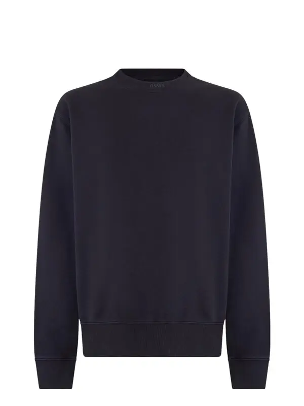 Hugo Boss Crew-neck Sweatshirt With Embroidered Logo - Black