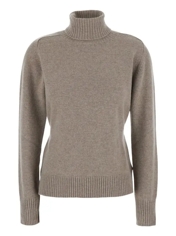 P.a.r.o.s.h Belted High Neck Knitted Sweater - Beige
