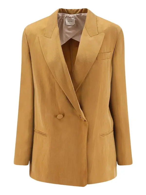 ALYSI Double-breasted Peak Lapel Blazer - Yellow