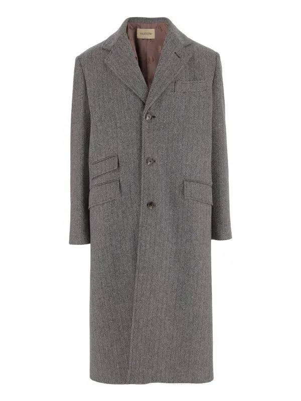 Valentino Garavani Single-breasted Long Coat - Gray