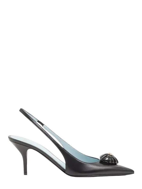 Valentino Garavani Coeur Royal Slingback Pumps In Kidskin 75mm - Black