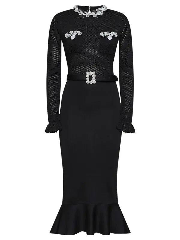 SELF-PORTRAIT Long-sleeved Dress - Black