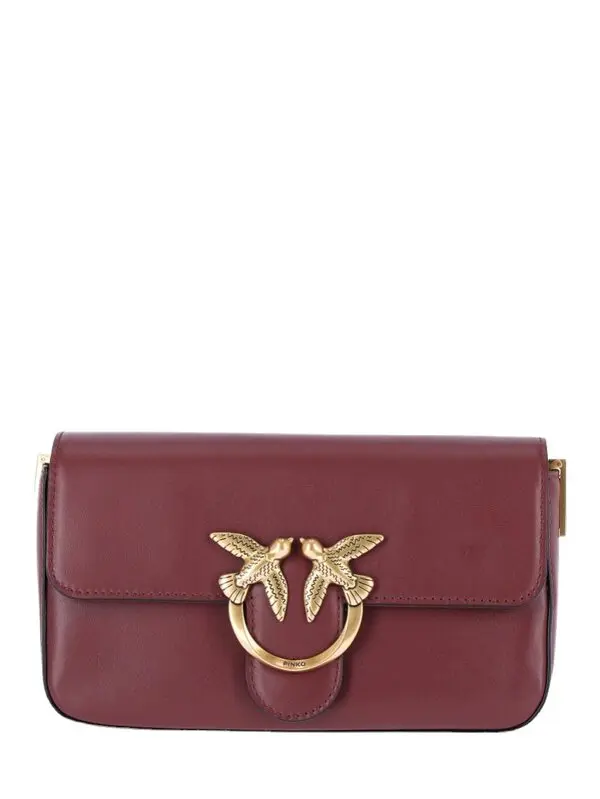 Pinko Logo Plaque Shoulder Bag - Burgundy
