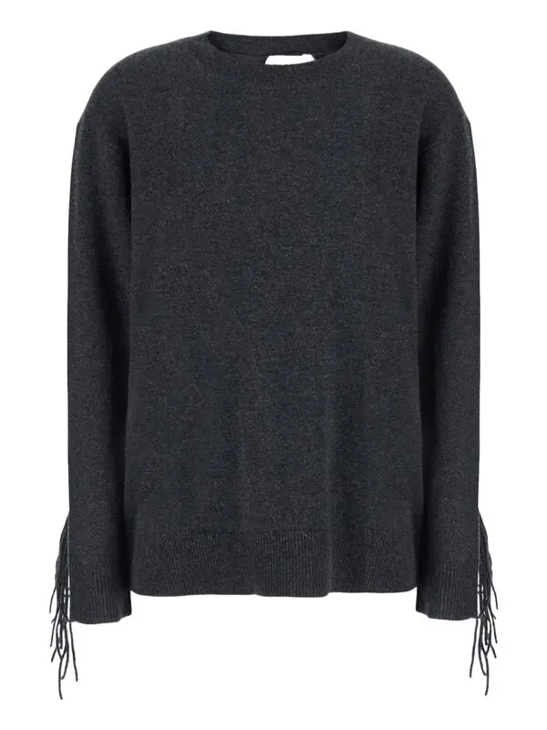 P.a.r.o.s.h Fringed Back Knitted Sweater - Grey
