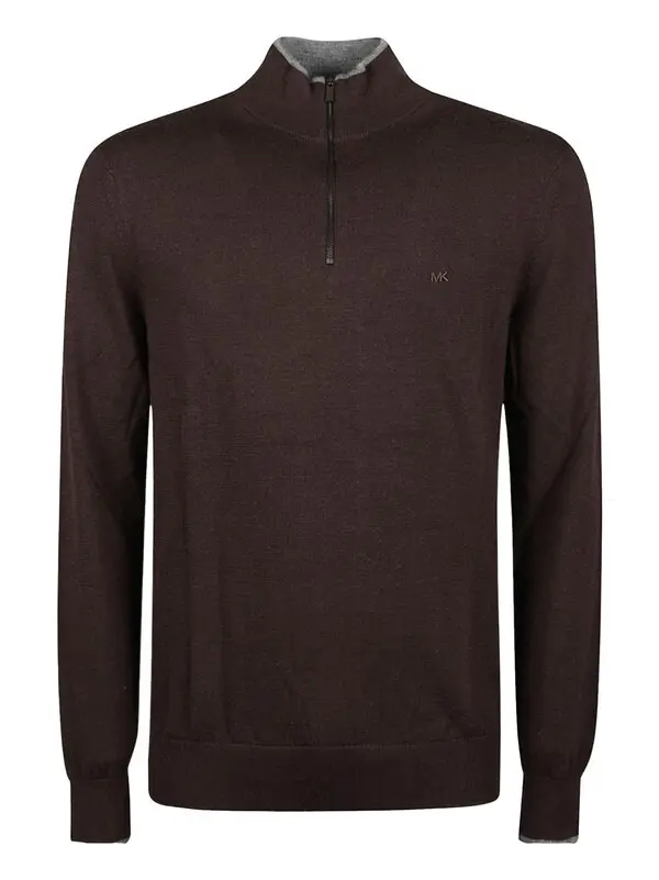Michael Kors Quarter Zip Sweater - Chocolate
