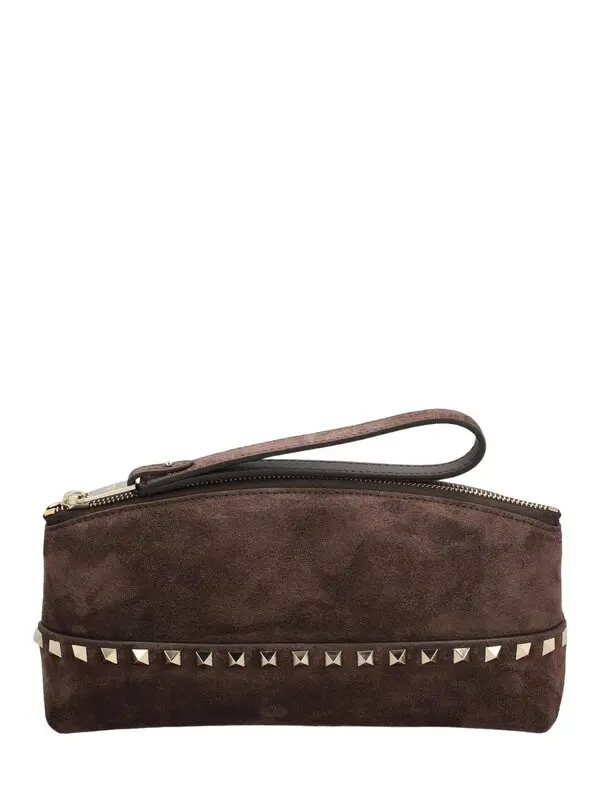 Valentino Garavani Rockstud Suede Pouch - Brown