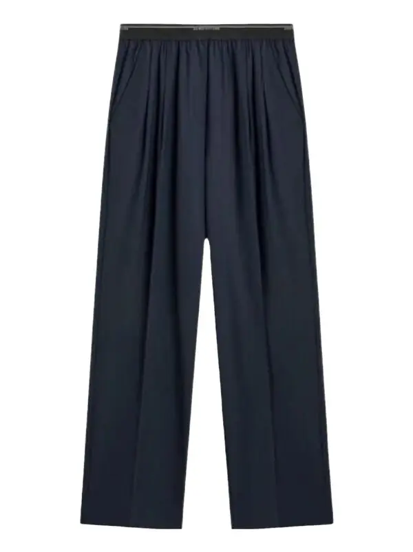 SEMICOUTURE Straight-leg Casual Trousers With Branded Webbing Belt - Navy Blue