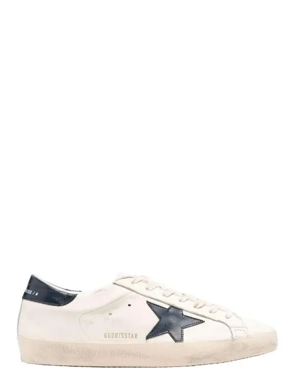 GOLDEN GOOSE Super-star" Low Top Leather Sneakers With Embossed Logo And Contrast Pull-tab - White