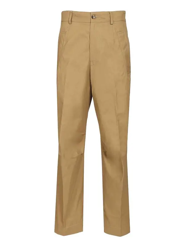 Dries Van Noten Straight Leg Cotton Twill Trousers - Cream