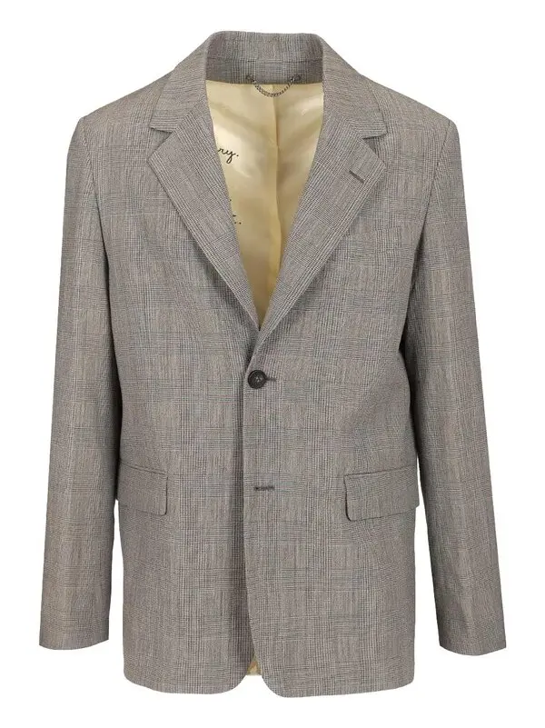 GOLDEN GOOSE Prince Of Wales Checked Wool Blend Blazer - Gray