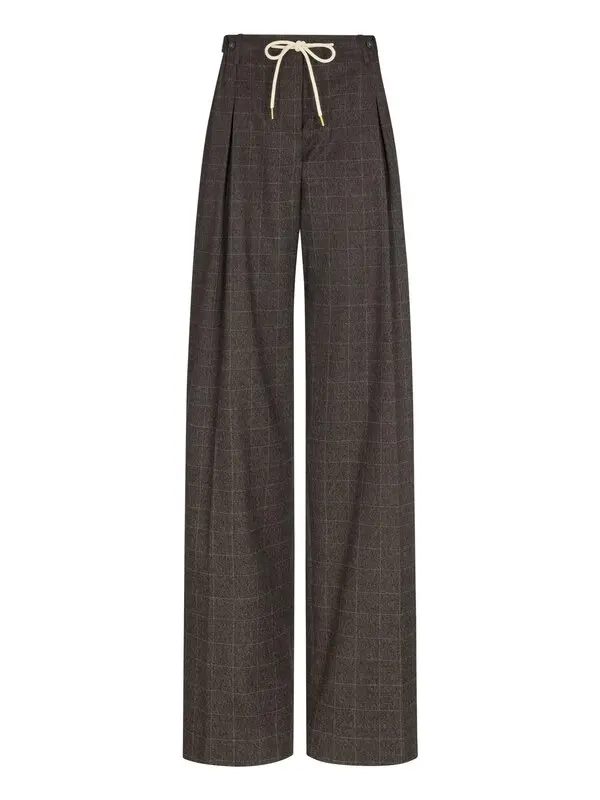 Serena Bute Soft Touch Checked Joggers - Brown