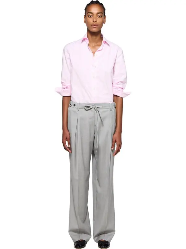 Serena Bute Sharkskin Wool Side Tab Joggers - Grey