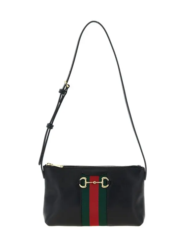 Gucci Horsebit Web' Shoulder Bag - Black