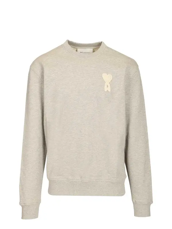AMI Paris De Coeur Fleece Sweatshirt - Gray