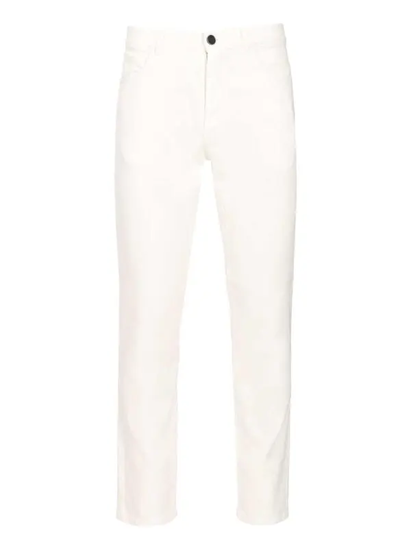 Zegna Roccia Slim Fit Trousers In Linen And Cotton - White