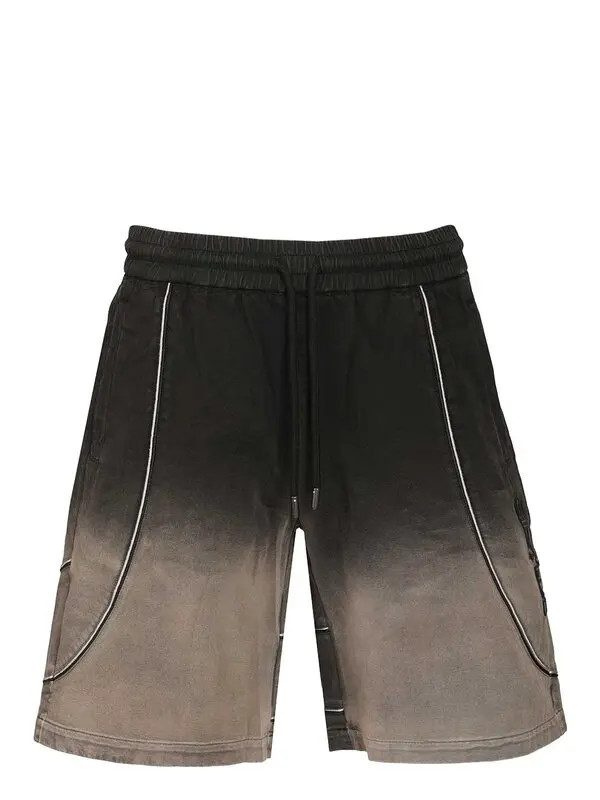Off-White Gradient Effect Cotton Shorts With Embroidered Logo - Black
