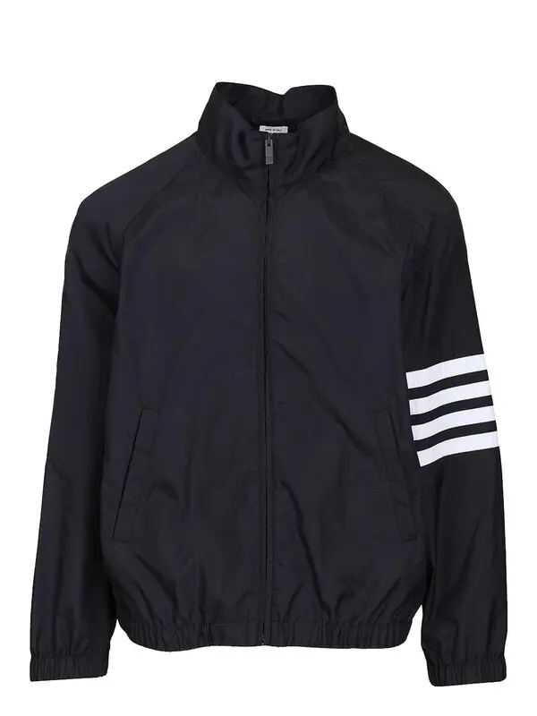 Thom Browne Zip Front Raglan Track Jacket With Four Bar Detail - Blue