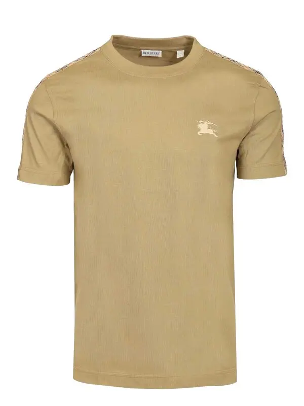 Burberry Cotton T-shirt With Check Trim - Cream