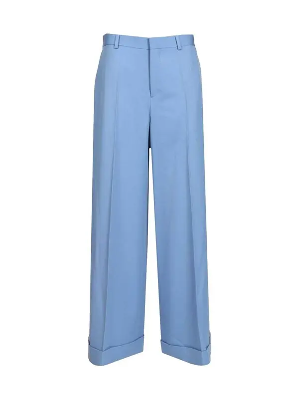 Celine Dock" Wide Leg Wool Trousers - Blue