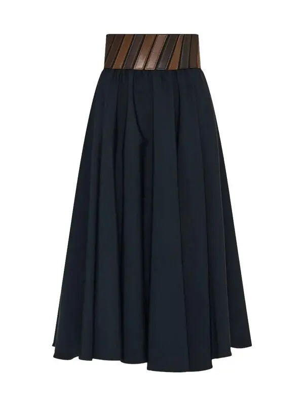 Alaïa Midi Skirt With Leather Waist Inserts - Green
