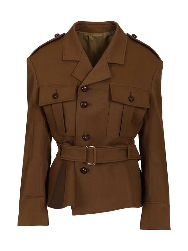 Celine Peplum Jacket - Brown