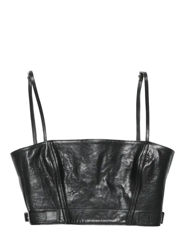 Acne Studios Leather Top With Buckle Details - Black