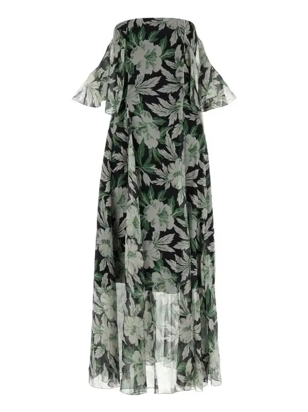 Loewe Long Floral Print Off-the-shoulder Dress - Multicolor