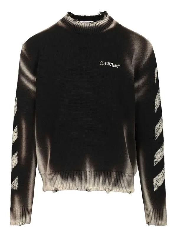 Off-White Diag Corrosion Knit Sweater - Black