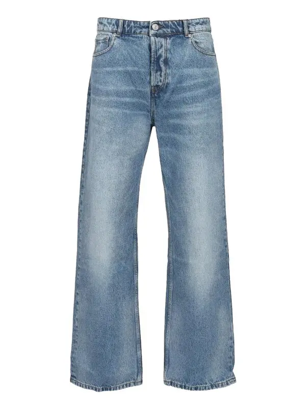 AMI Paris Wide-leg Jeans With Used Effect - Blue