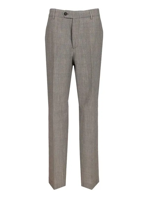GOLDEN GOOSE Slim Fit Prince Of Wales Wool Trousers - Gray