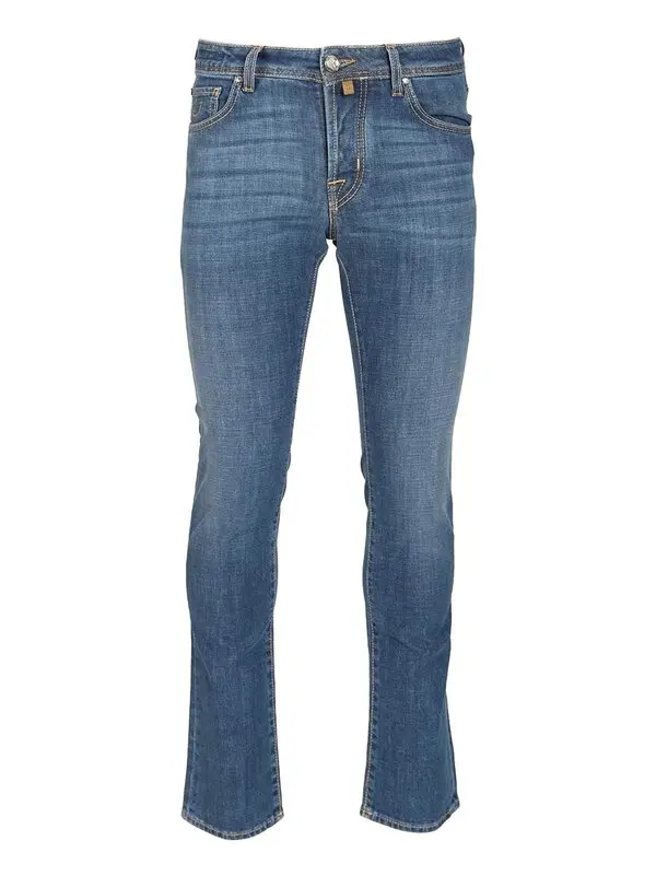 Jacob Cohen Slim Fit Five-pocket Jeans With Monogram Detail - Blue