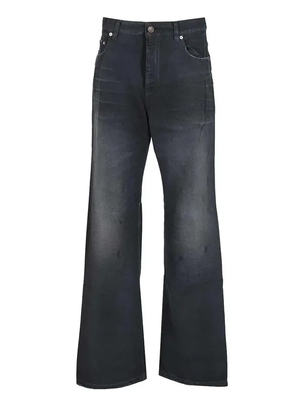 Balenciaga Straight Leg Faded Denim Jeans - Blue
