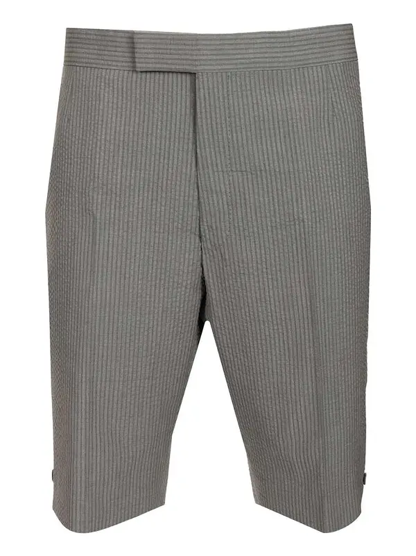 Thom Browne Seersucker Wool Bermuda Shorts - Gray