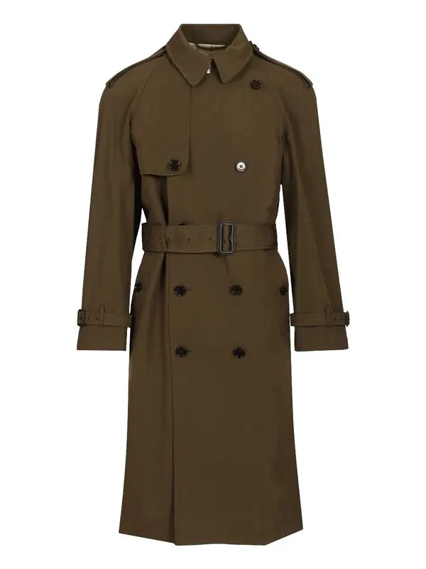 Burberry Long Cotton Trench Coat - Green