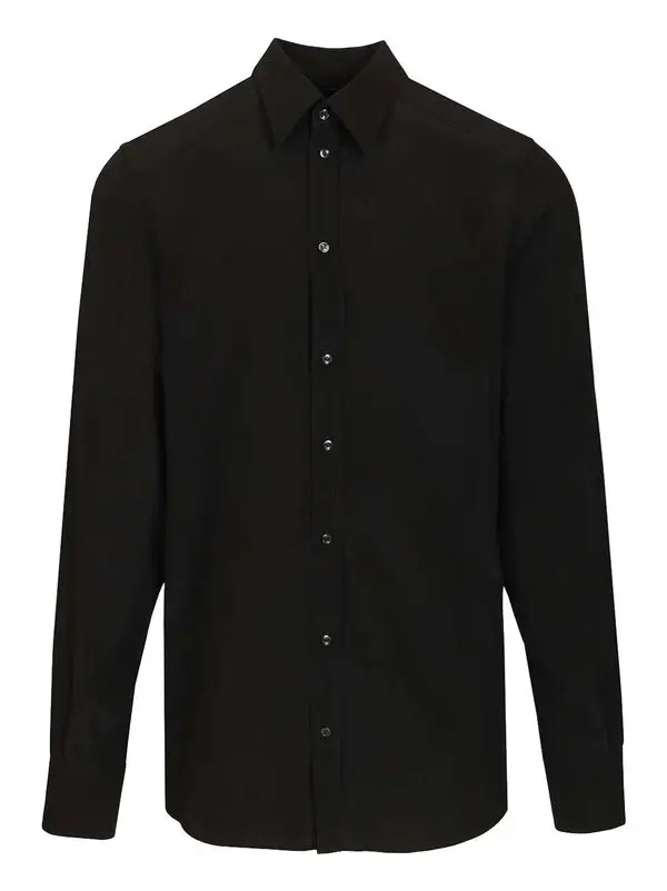 Dolce & Gabbana Formal Shirt In Silk Crepe De Chine - Black