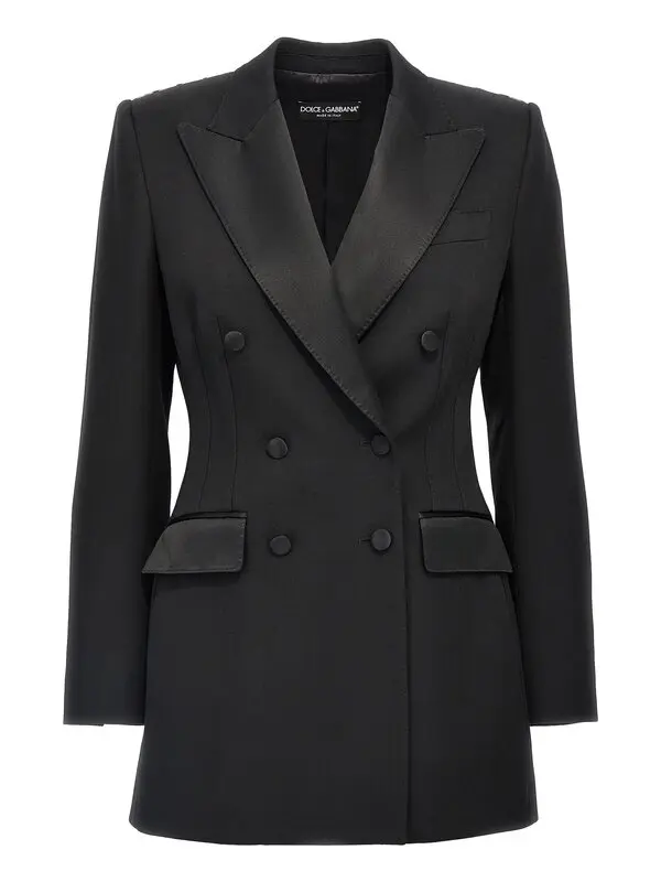 Dolce & Gabbana Turlington Double-breasted Wool Canvas Blazer - Black