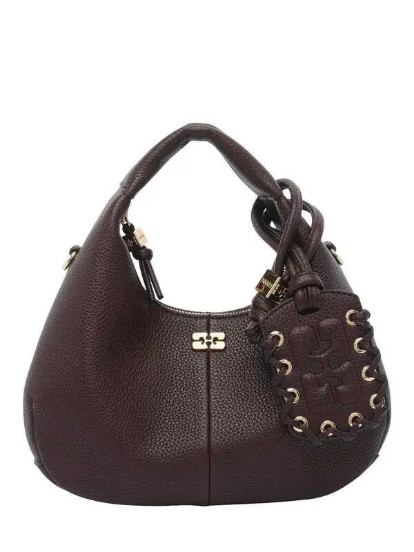 GANNI Mini Logo Hobo Bag - Brown
