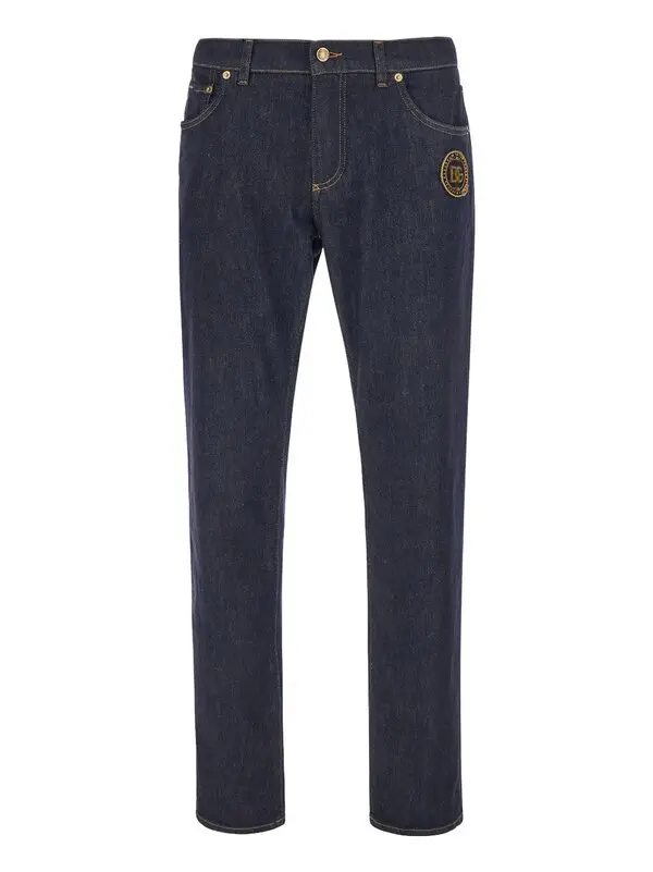 Dolce & Gabbana Slim Fit Embroidered Logo Jeans - Multicolor
