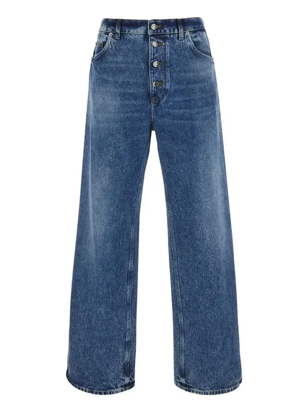 Dolce & Gabbana Blue Denim Jeans With Applied Logo Patch - Multicolor