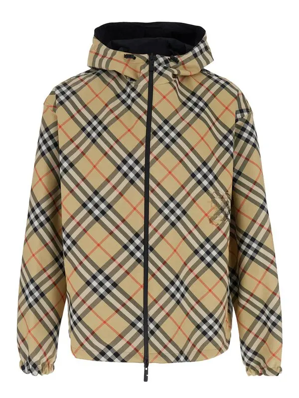 Burberry Reversible Jacket With Ekd Logo Embroidery And Check Motif - Multicolor