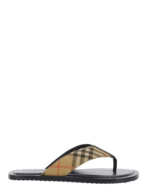 Burberry Flip Flops 'check' With Check Motif In Tech Fabric Beige - Multicolor