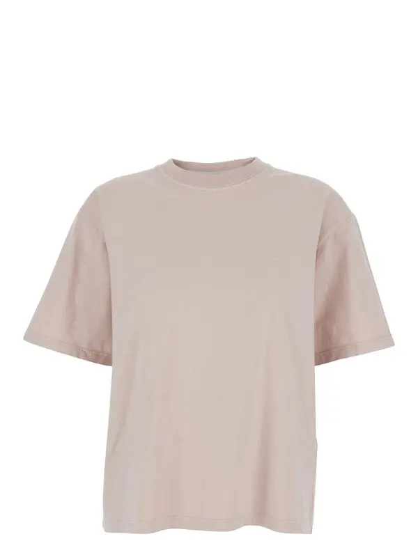 GOLDEN GOOSE Pink Crew Neck T-shirt With Maxi Logo On The Back In Cotton For - Multicolor